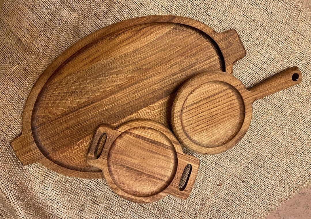 Serving Plate Set 3 Pieces Made of Oak Wood, Serving Plate, Cutting ...