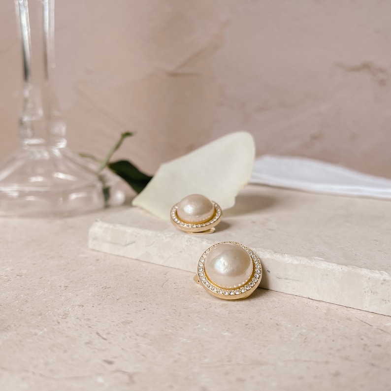 Vintage Dior Classic Gold Crystal and Pearl Earrings - Etsy