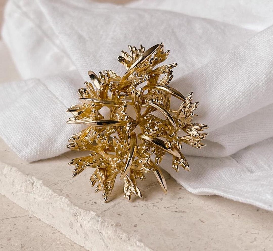 Broche abstracto orgánico de oro Grosse - Etsy México