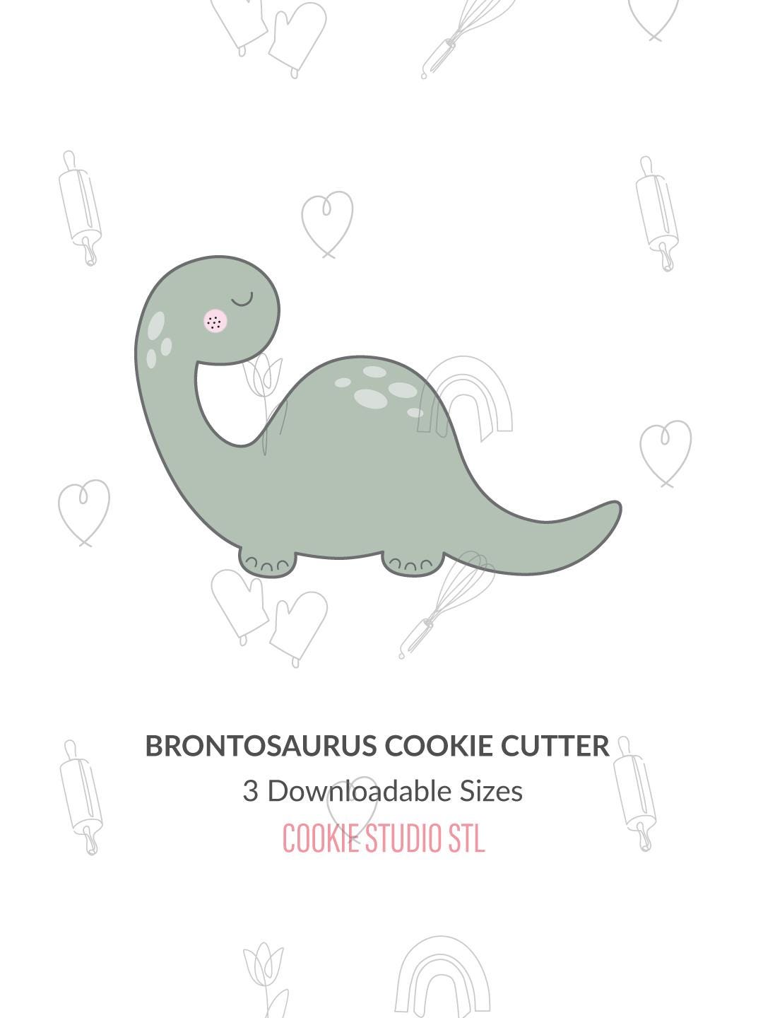 Dino Brontosaurus Looking Back Cookie Cutter, 3D Printable Cookie ...