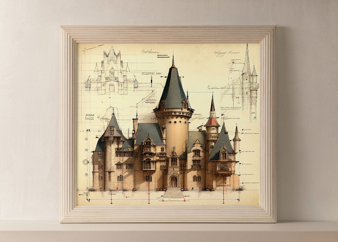 Castle Architectural Diagram Digital Download Printable Art - Etsy