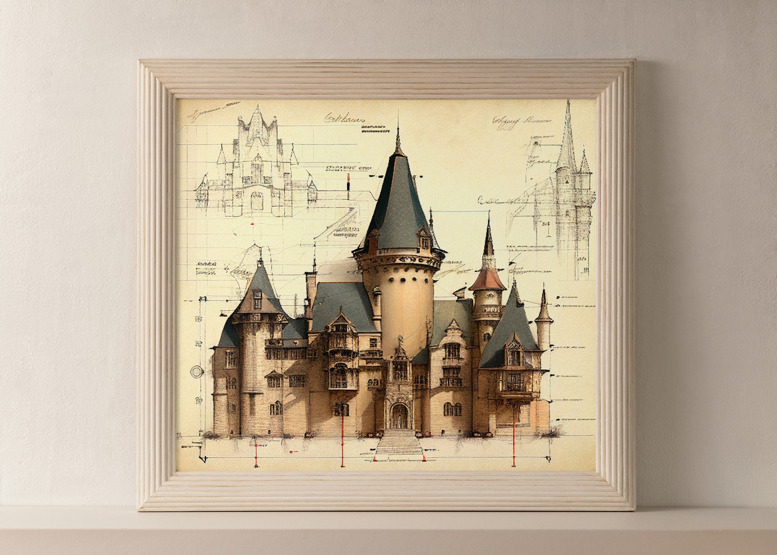 Castle Architectural Diagram - Digital Download Printable Art - Etsy