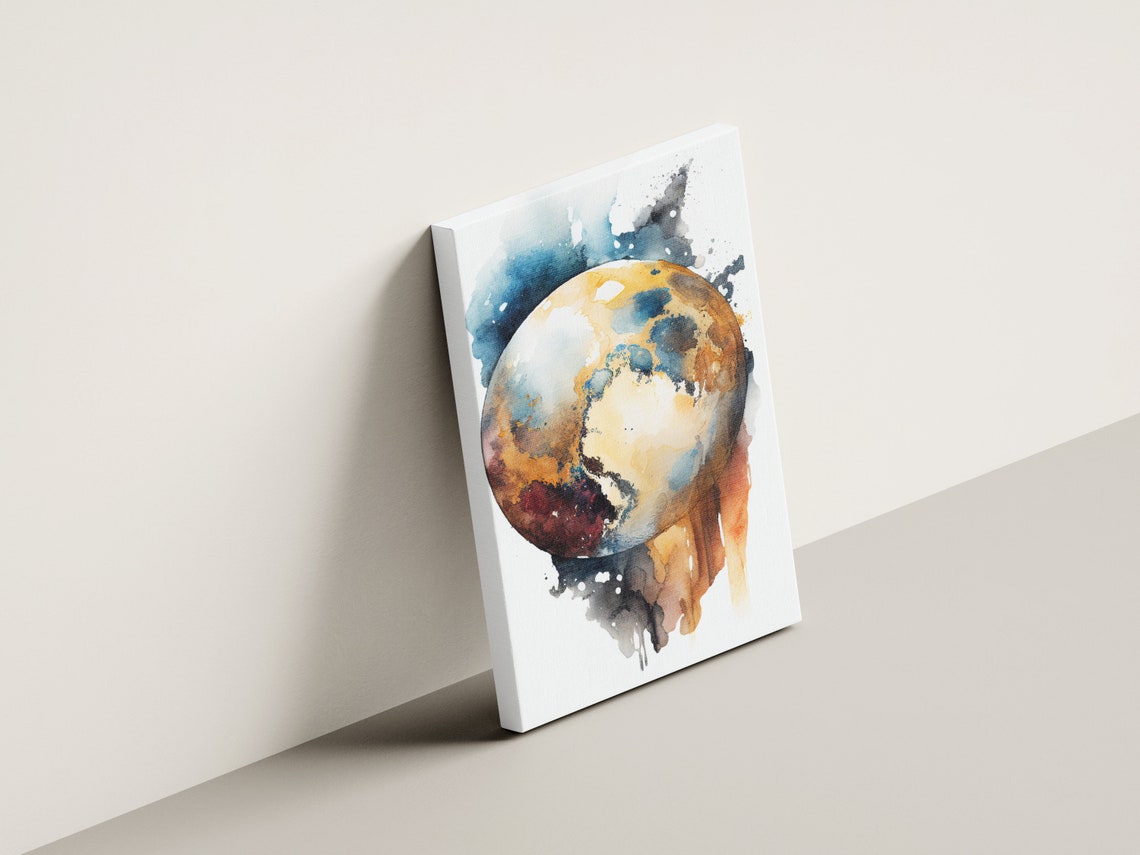 Stunning Dwarf Planet Pluto Painting Watercolors Matte - Etsy