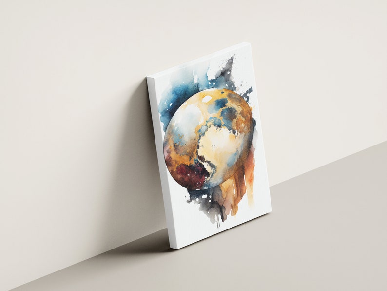 Stunning Dwarf Planet Pluto Painting Watercolors Matte - Etsy