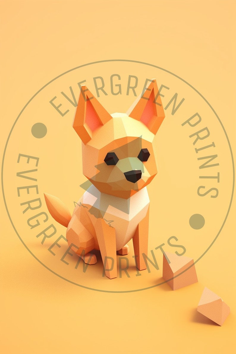 Simple Isometric Dog With a Toy Digital Download Printable Art - Etsy