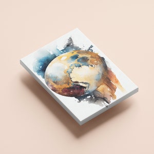 Stunning Dwarf Planet Pluto Painting - Watercolors - Matte Canvas ...