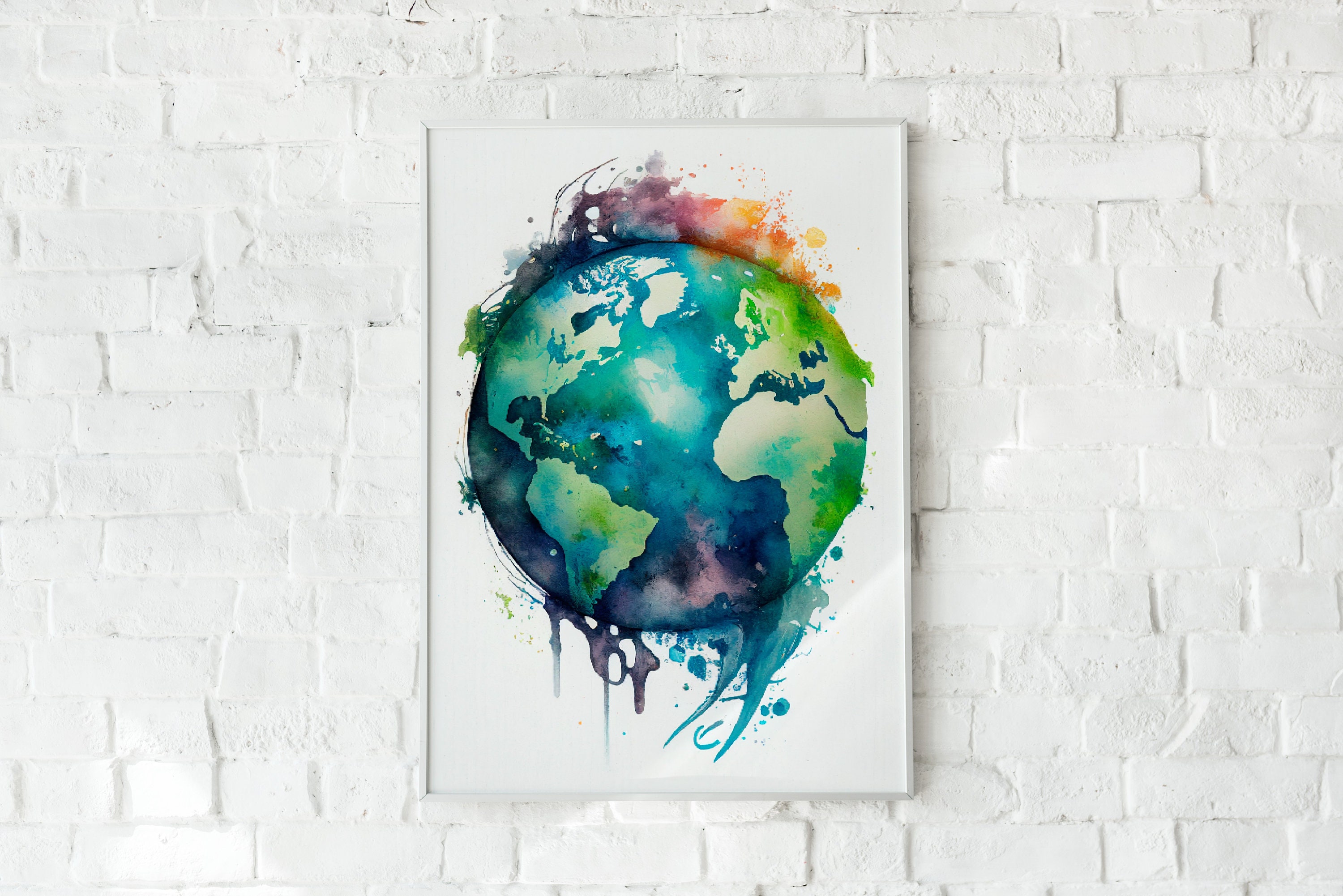 Watercolor Earth - Digital Download Printable Art - Etsy