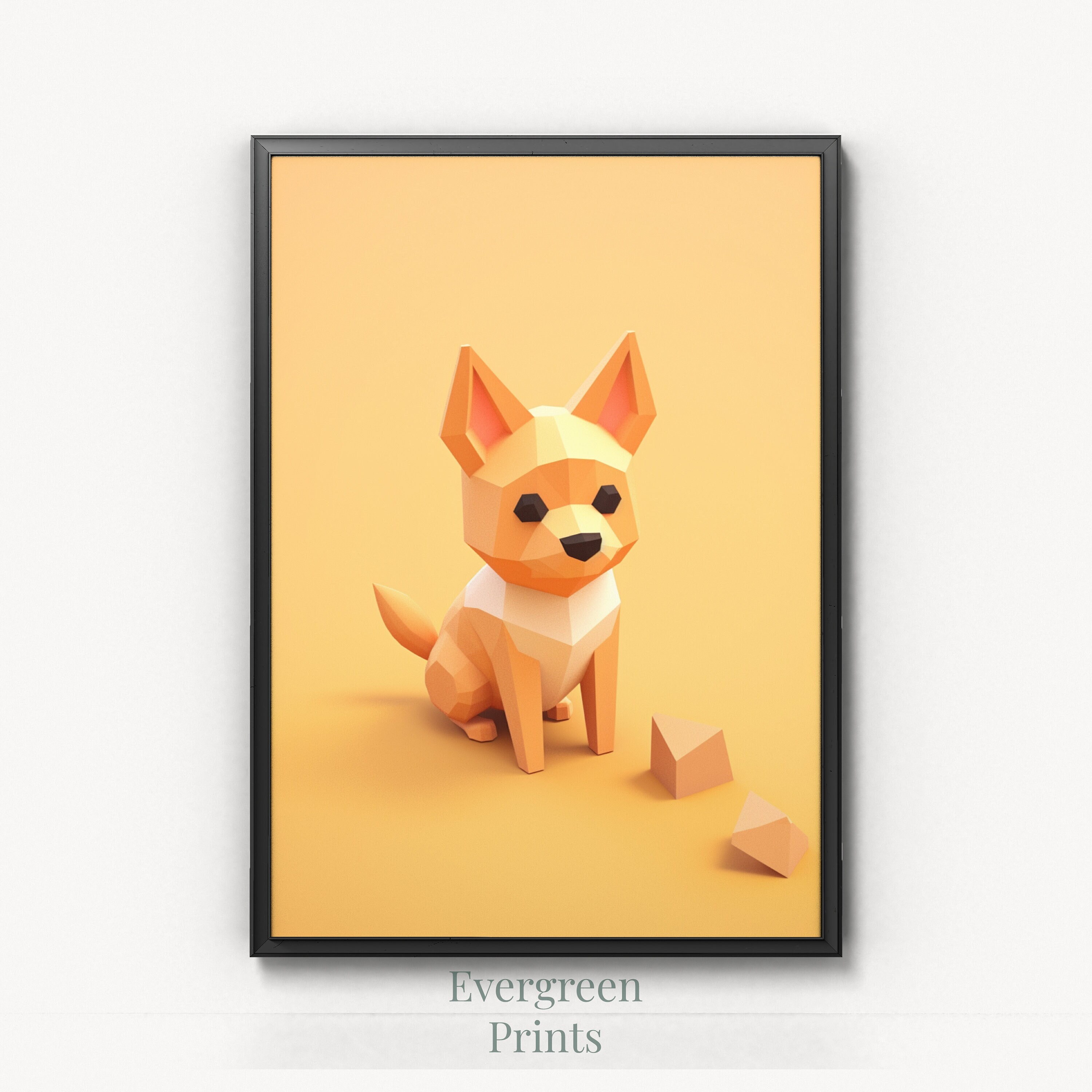 Simple Isometric Dog With a Toy Digital Download Printable Art - Etsy