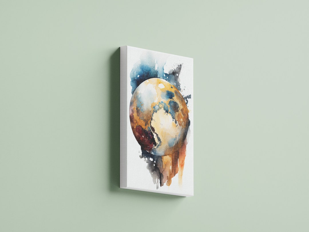 Stunning Dwarf Planet Pluto Painting - Watercolors - Matte Canvas ...