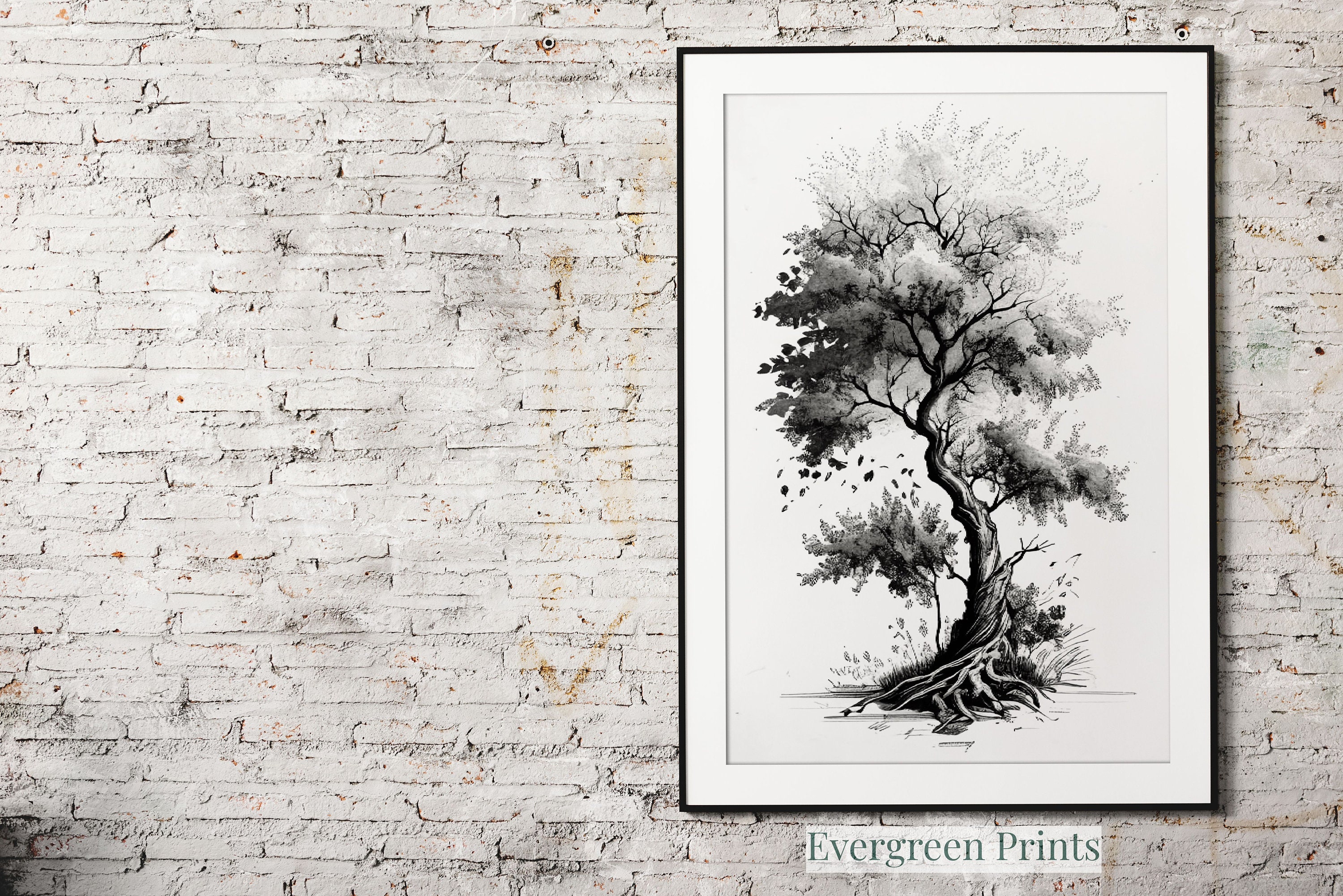 Tree Sketch With Pen - Digital Download Printable Art - Etsy