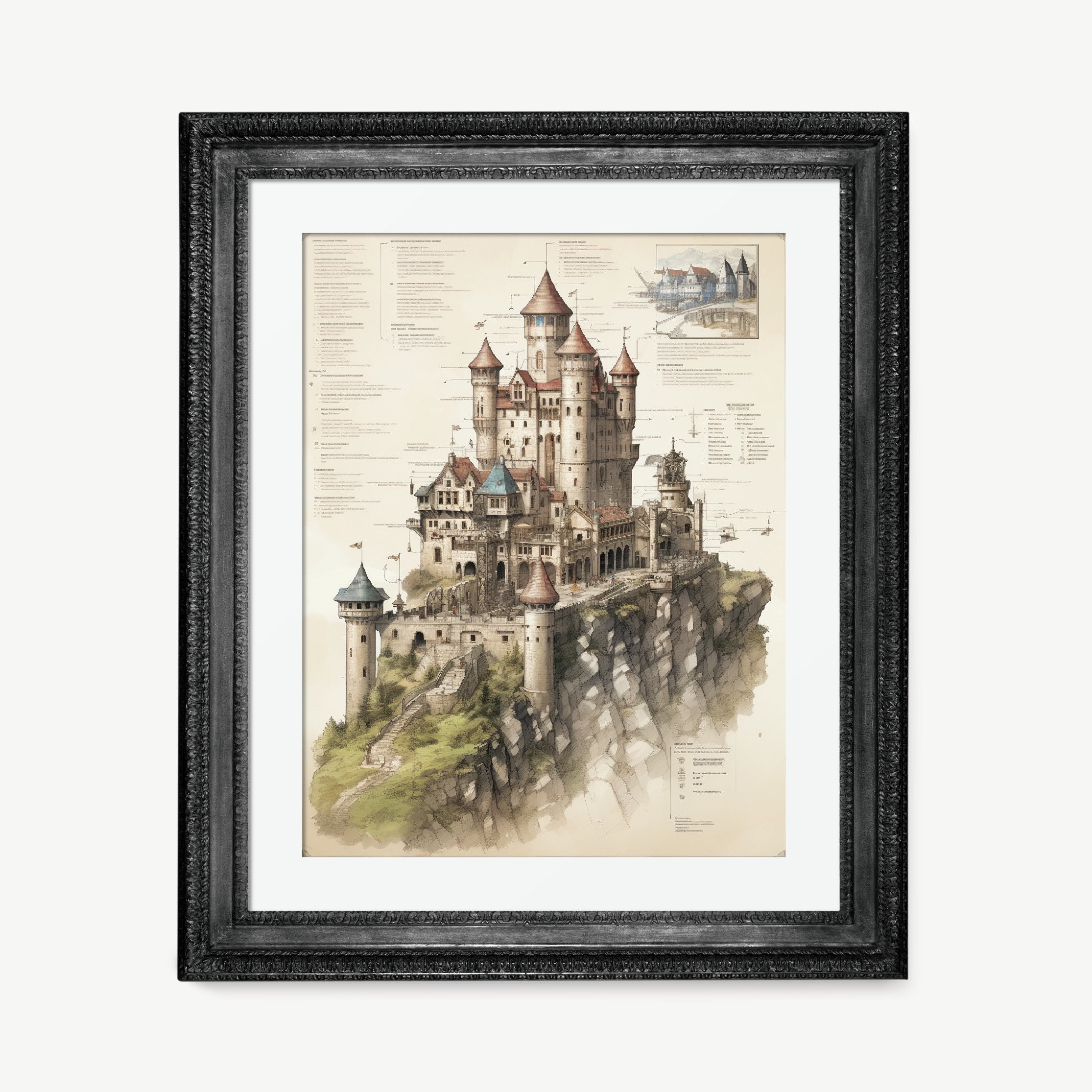Medieval Castle Architectural Diagram Digital Download Printable Art - Etsy