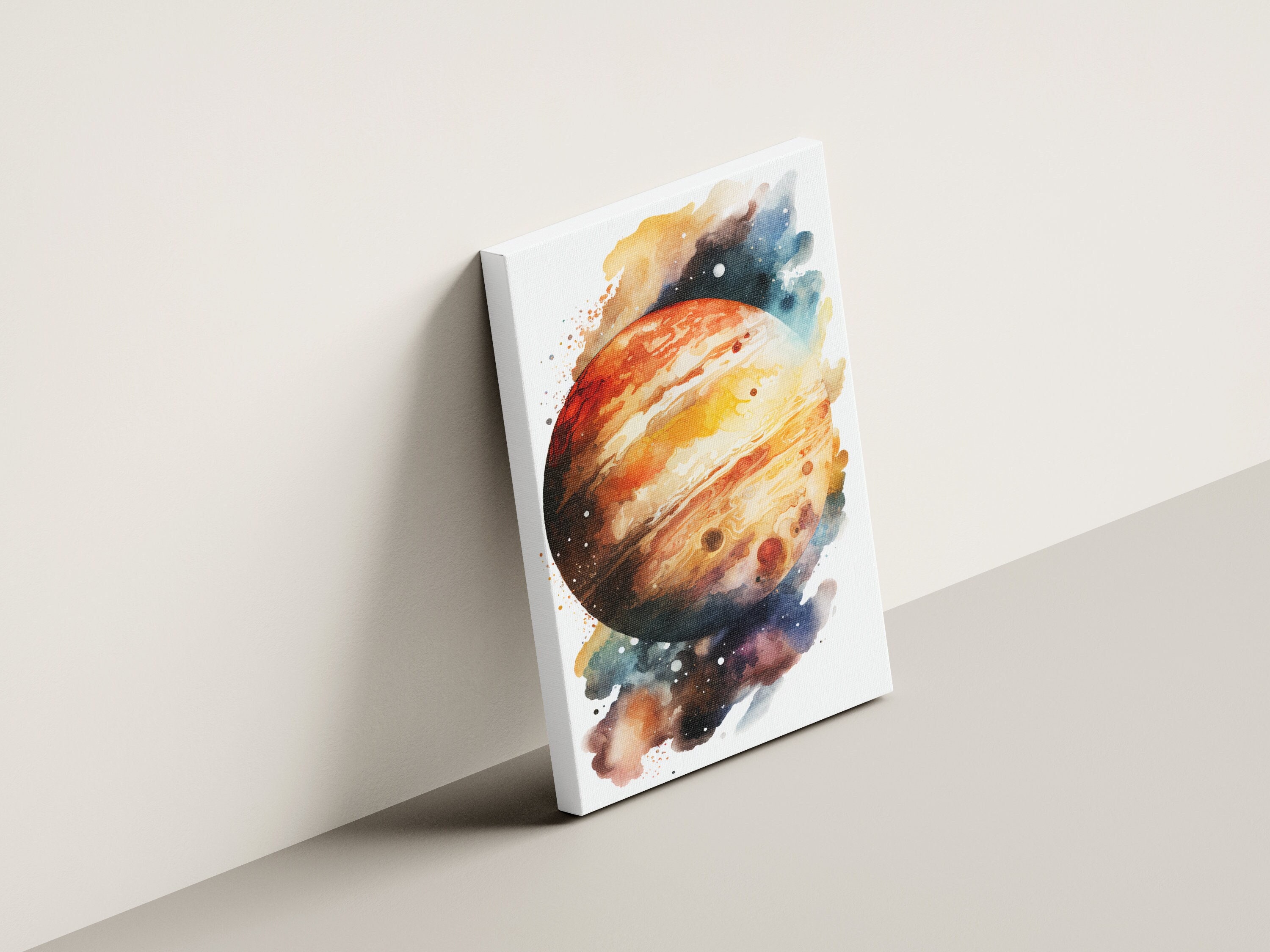 Stunning Planet Jupiter Painting - Watercolors - Matte Canvas ...