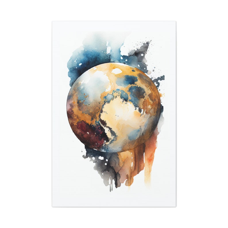 Stunning Dwarf Planet Pluto Painting Watercolors Matte - Etsy