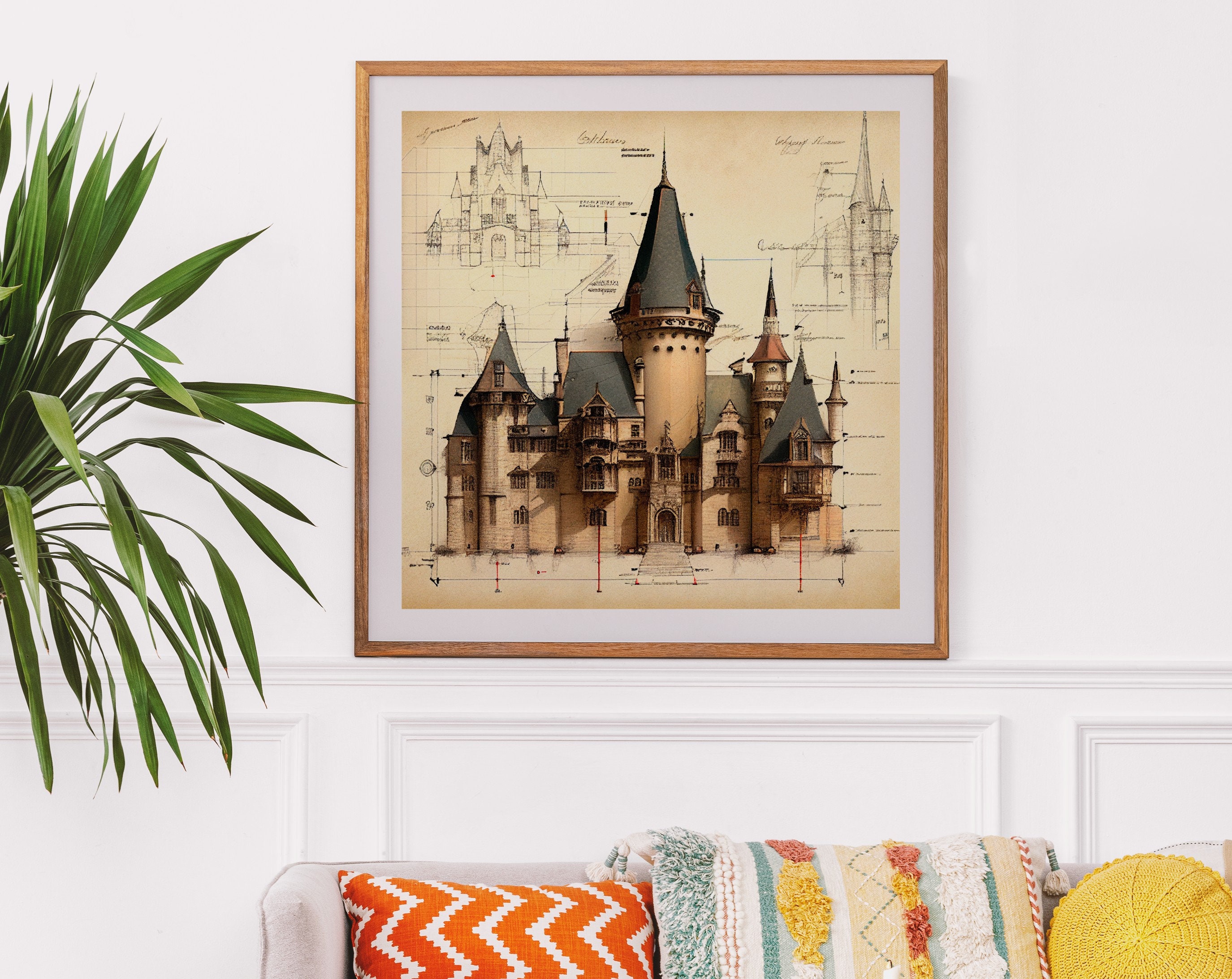 Castle Architectural Diagram - Digital Download Printable Art - Etsy