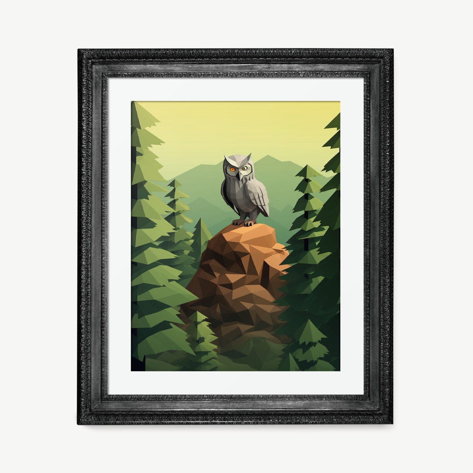 Isometric Owl and Trees Digital Download Printable Art - Etsy