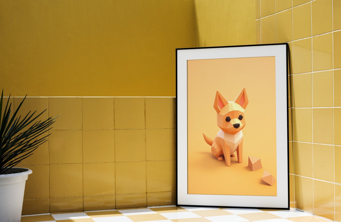 Simple Isometric Dog With a Toy Digital Download Printable Art - Etsy