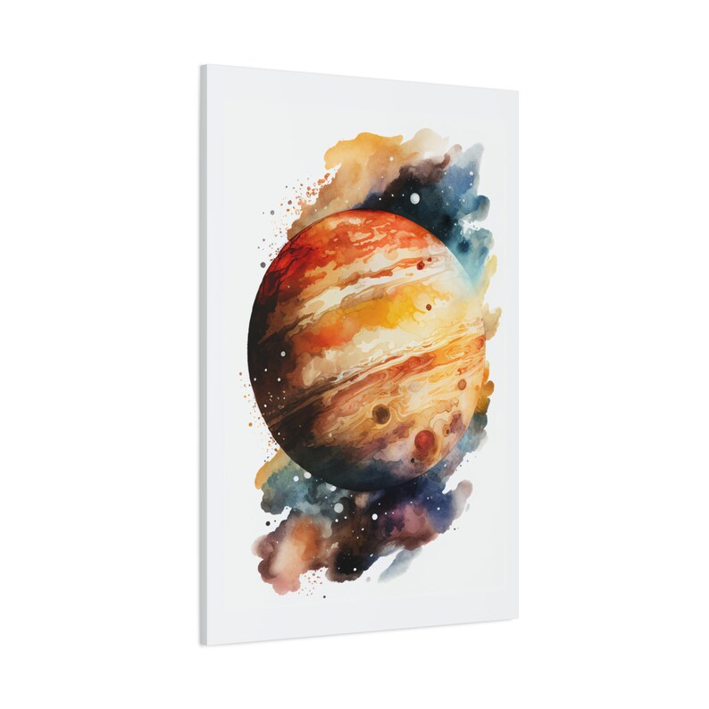 Stunning Planet Jupiter Painting - Watercolors - Matte Canvas ...