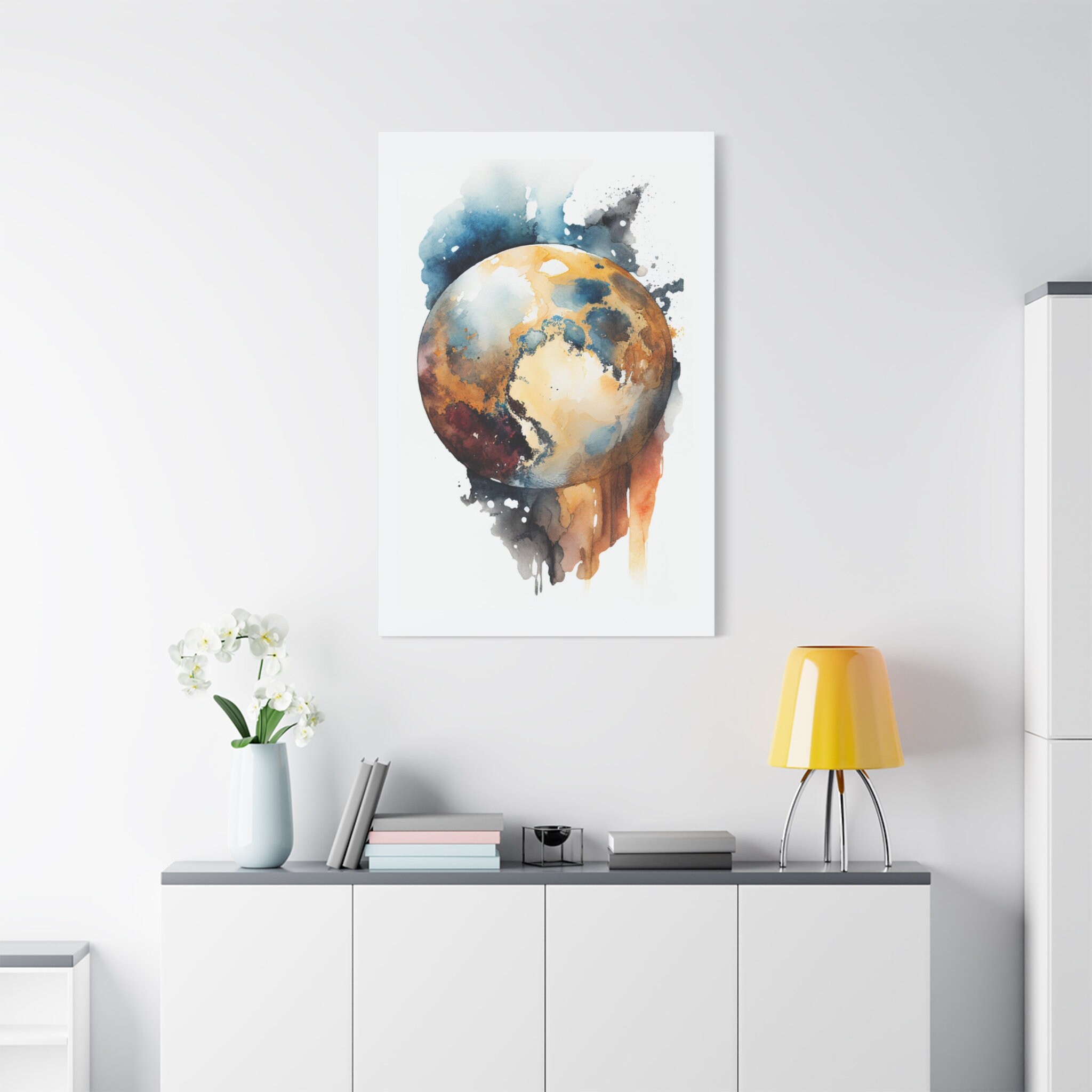 Stunning Dwarf Planet Pluto Painting - Watercolors - Matte Canvas ...