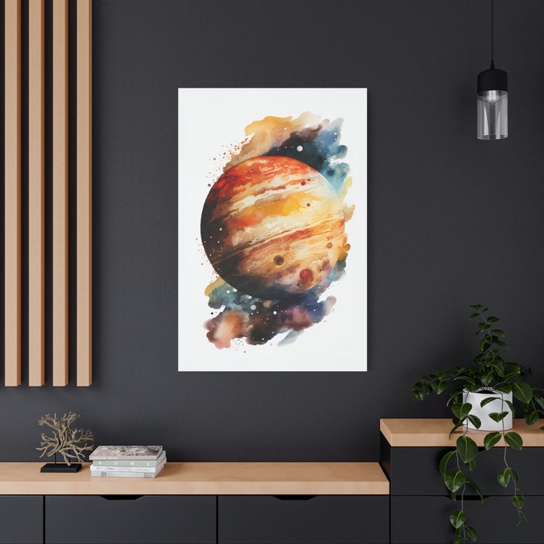 Stunning Planet Jupiter Painting - Watercolors - Matte Canvas ...