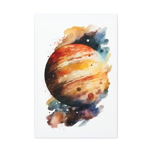 Stunning Planet Jupiter Painting - Watercolors - Matte Canvas ...