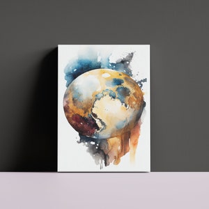 Stunning Dwarf Planet Pluto Painting - Watercolors - Matte Canvas ...