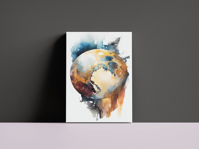 Stunning Dwarf Planet Pluto Painting Watercolors Matte - Etsy