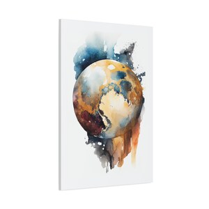 Stunning Dwarf Planet Pluto Painting - Watercolors - Matte Canvas ...
