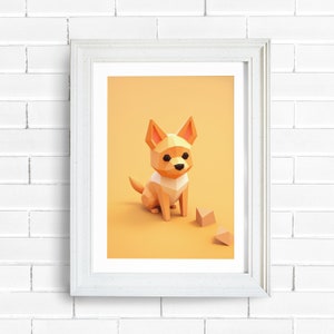 Simple Isometric Dog With a Toy Digital Download Printable Art - Etsy