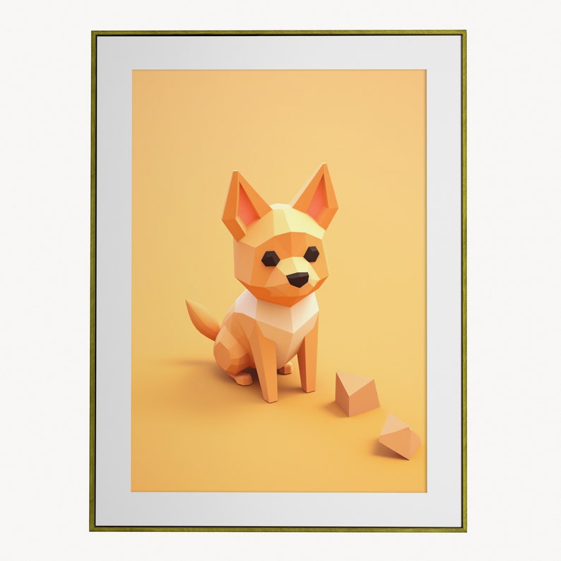 Simple Isometric Dog With a Toy Digital Download Printable Art - Etsy
