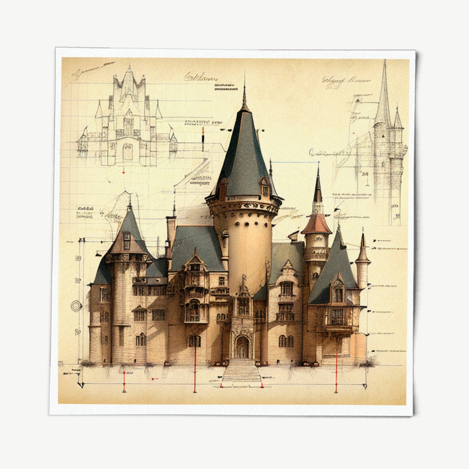 Castle Architectural Diagram Digital Download Printable Art - Etsy