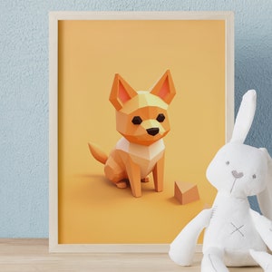 Simple Isometric Dog With a Toy Digital Download Printable Art - Etsy