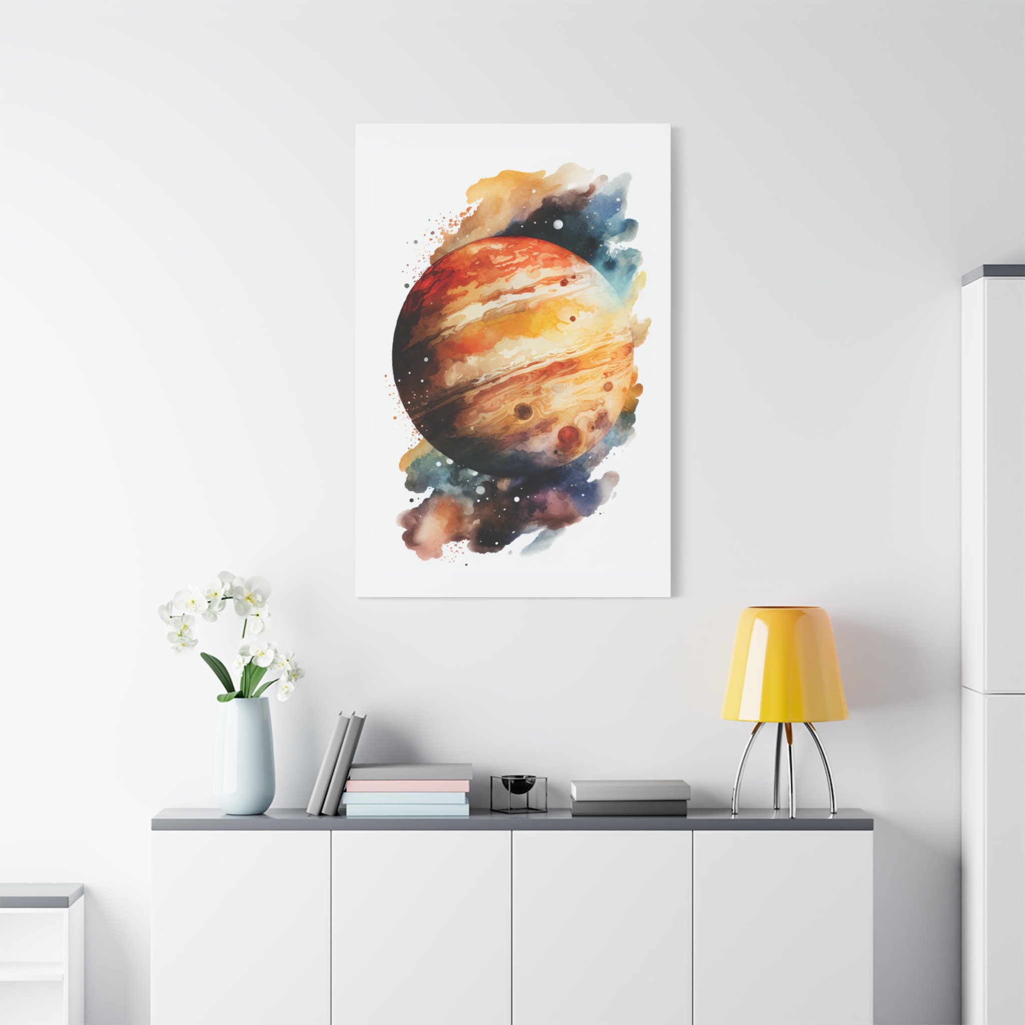 Stunning Planet Jupiter Painting - Watercolors - Matte Canvas ...