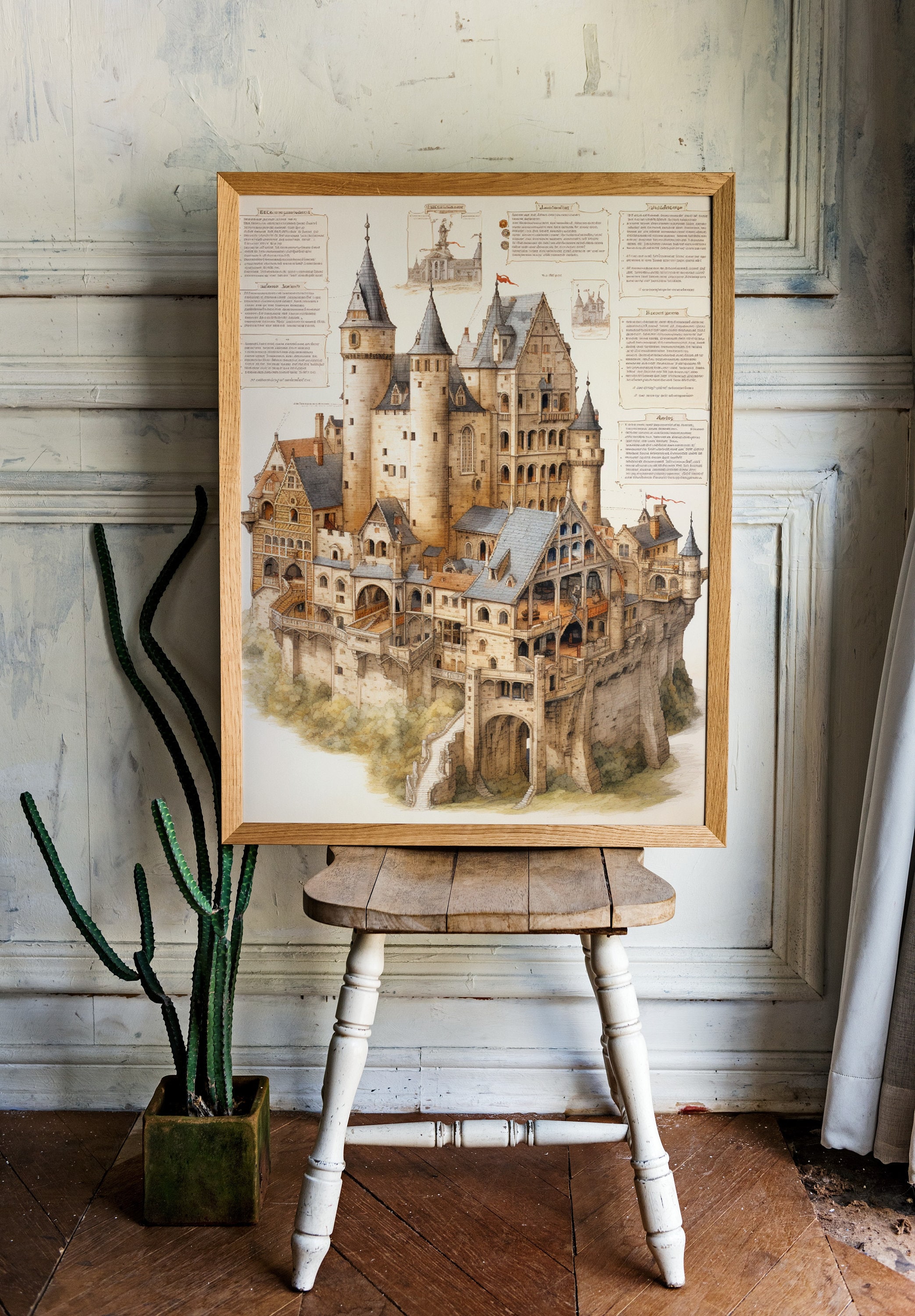 Medieval Castle Architectural Diagram - Digital Download Printable Art ...