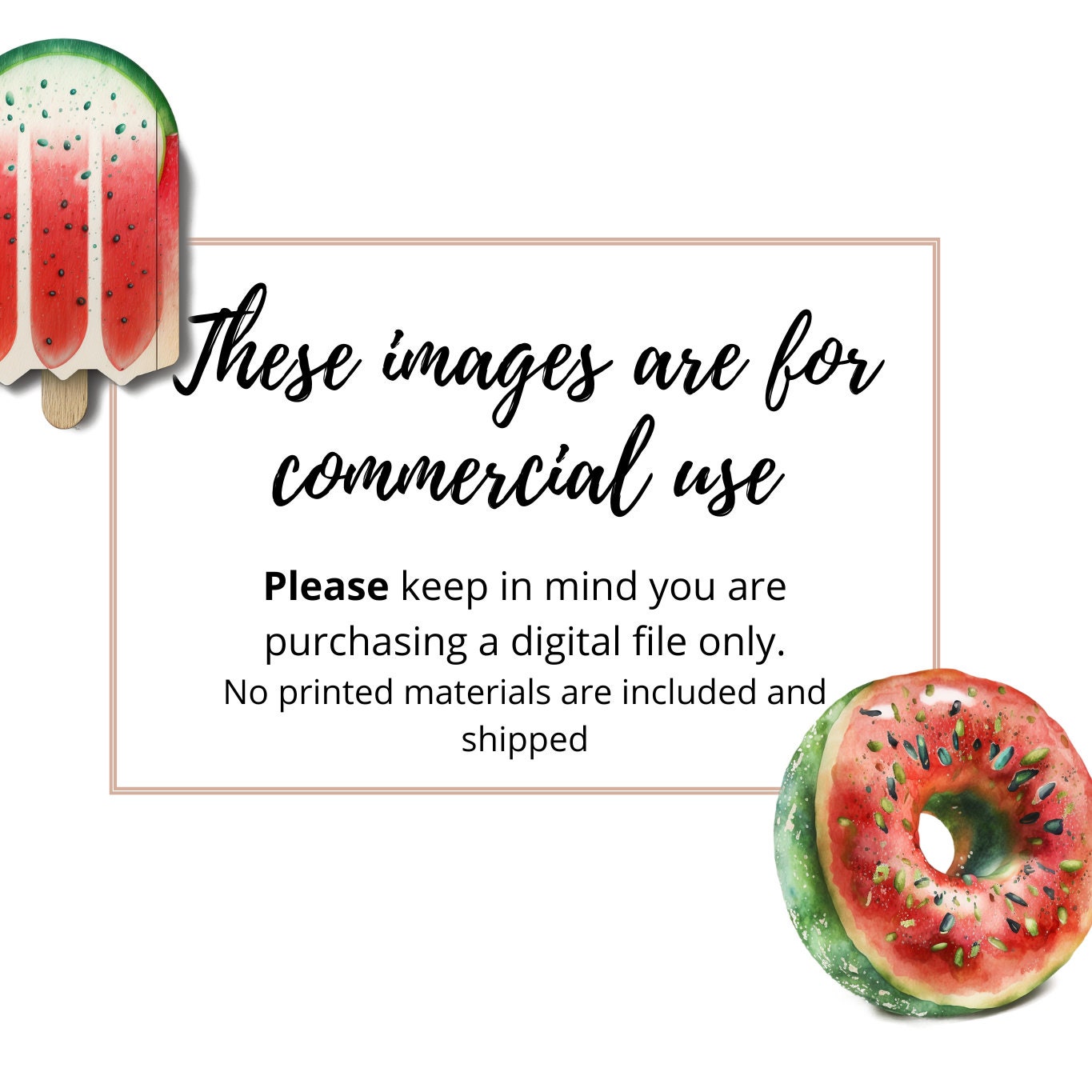 Watermelon Watercolor, Clipart Bundle, Digital Png Summer, for Instant ...