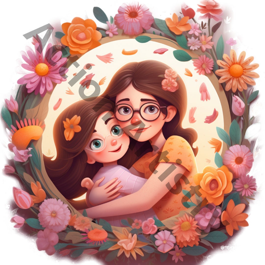 Mothers Day Clipart, Mother and Daughter Watercolor Clipart, Commercial ...