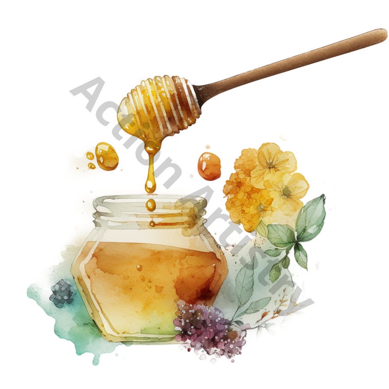Watercolor Honey Bee Clipart, Watercolor Bee Clip Art, Spring Honey Bee ...