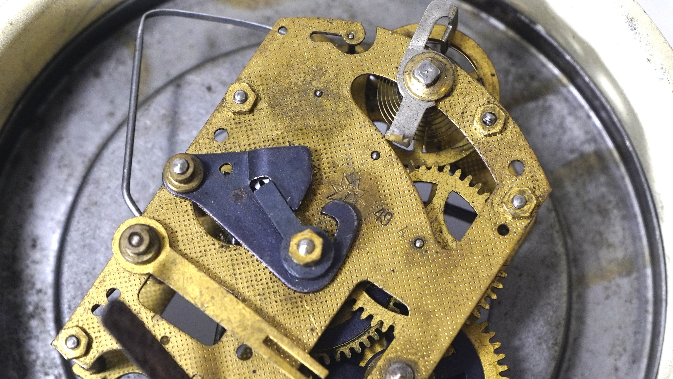 Antique JUNGHANS Clock Movement Brass Mantel Shelf Alarm Parts W749 W ...