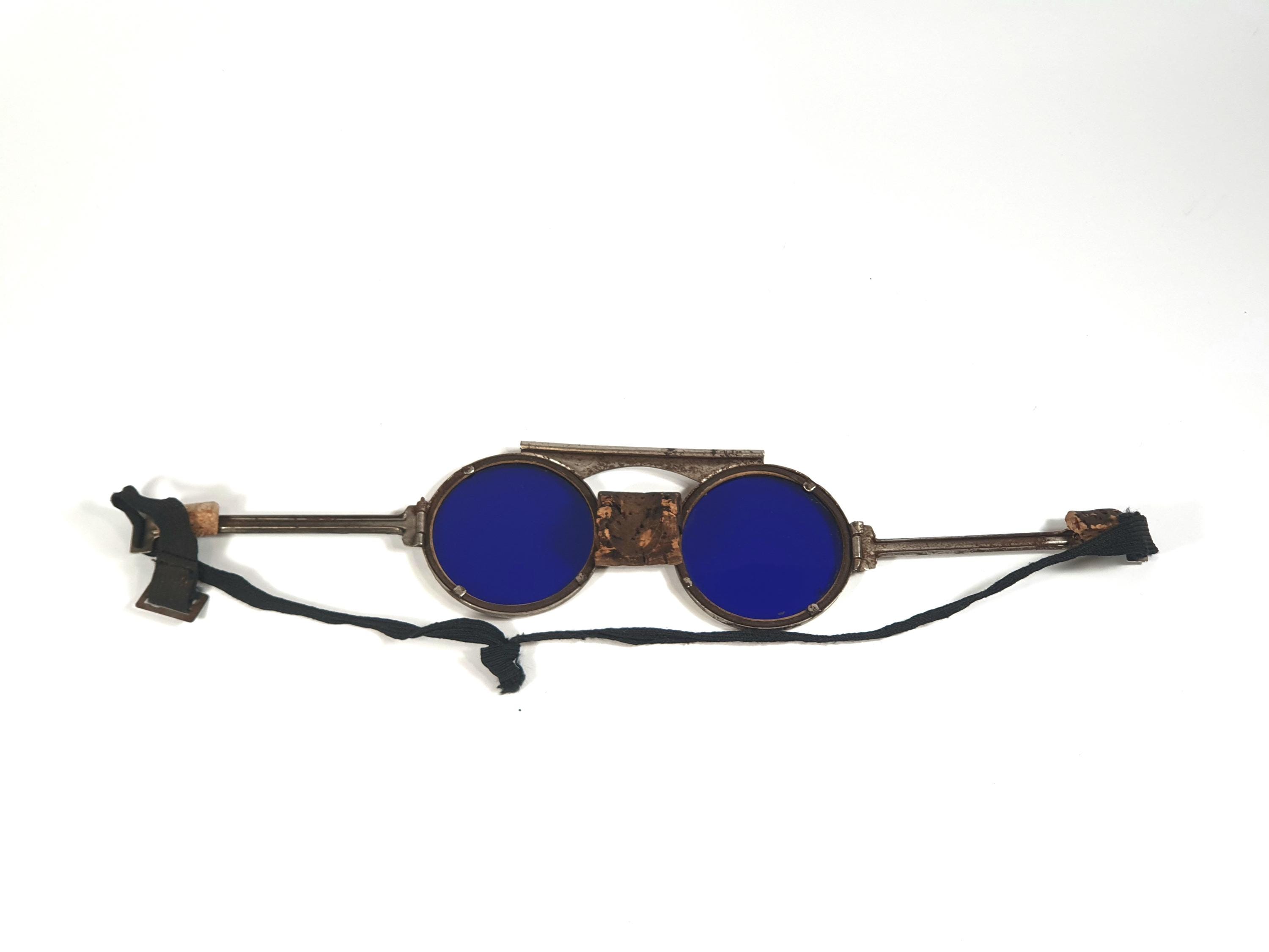 Wwii-era Cobalt Blue Glass Chrome Safety Welding Glasses Industrial ...