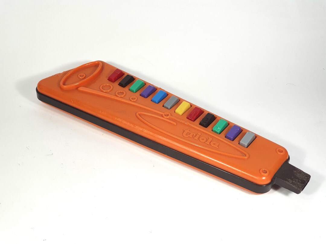 1970's Vintage TRIOLA Orange & Brown RARE Wind Harmonica Childrens Toy ...