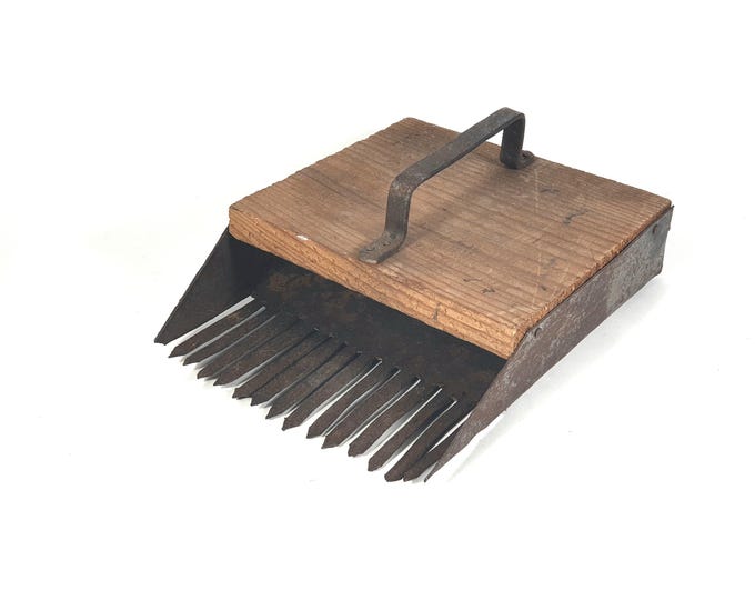 Antique Tin & Wood Berry Picker Comb Handcrafted Primitive Farm Rustic ...