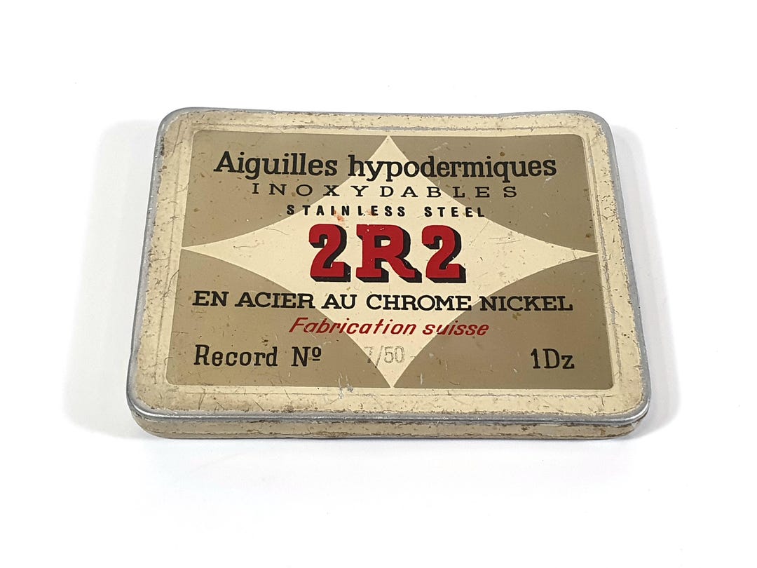 1950's Hypodermic Needles Model 2R2 Case Suisse Swiss Lithograhed Tin ...