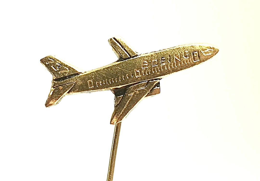 C.1967 BOEING 737 Brass Airplane Pilot Lapel Pin Original Vintage ...