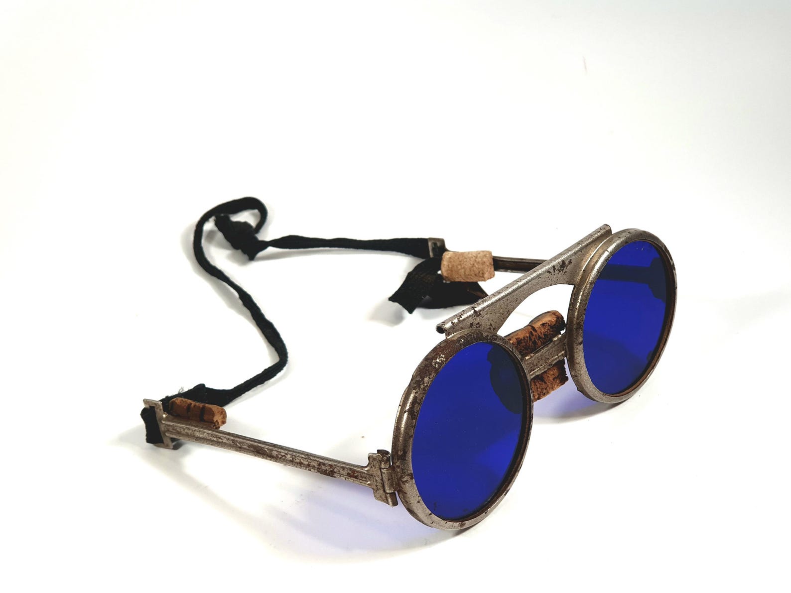 Wwii-era Cobalt Blue Glass Chrome Safety Welding Glasses Industrial ...