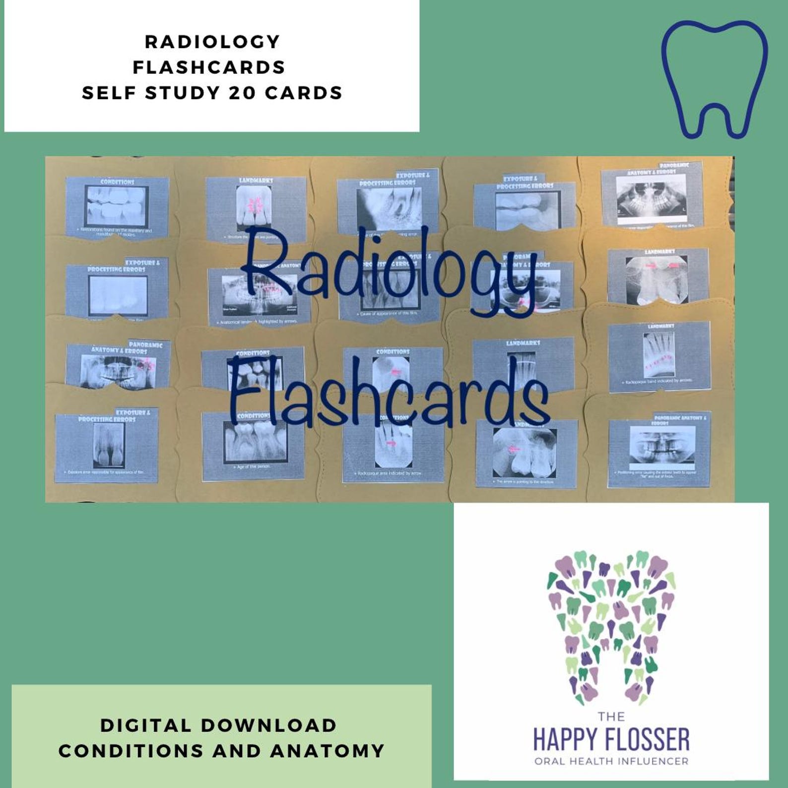 Dental Radiology Flashcards on Conditions and Anatomy - Etsy