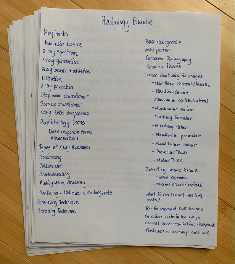 Radiology Bundle Study Sheets for Dental Students - Etsy
