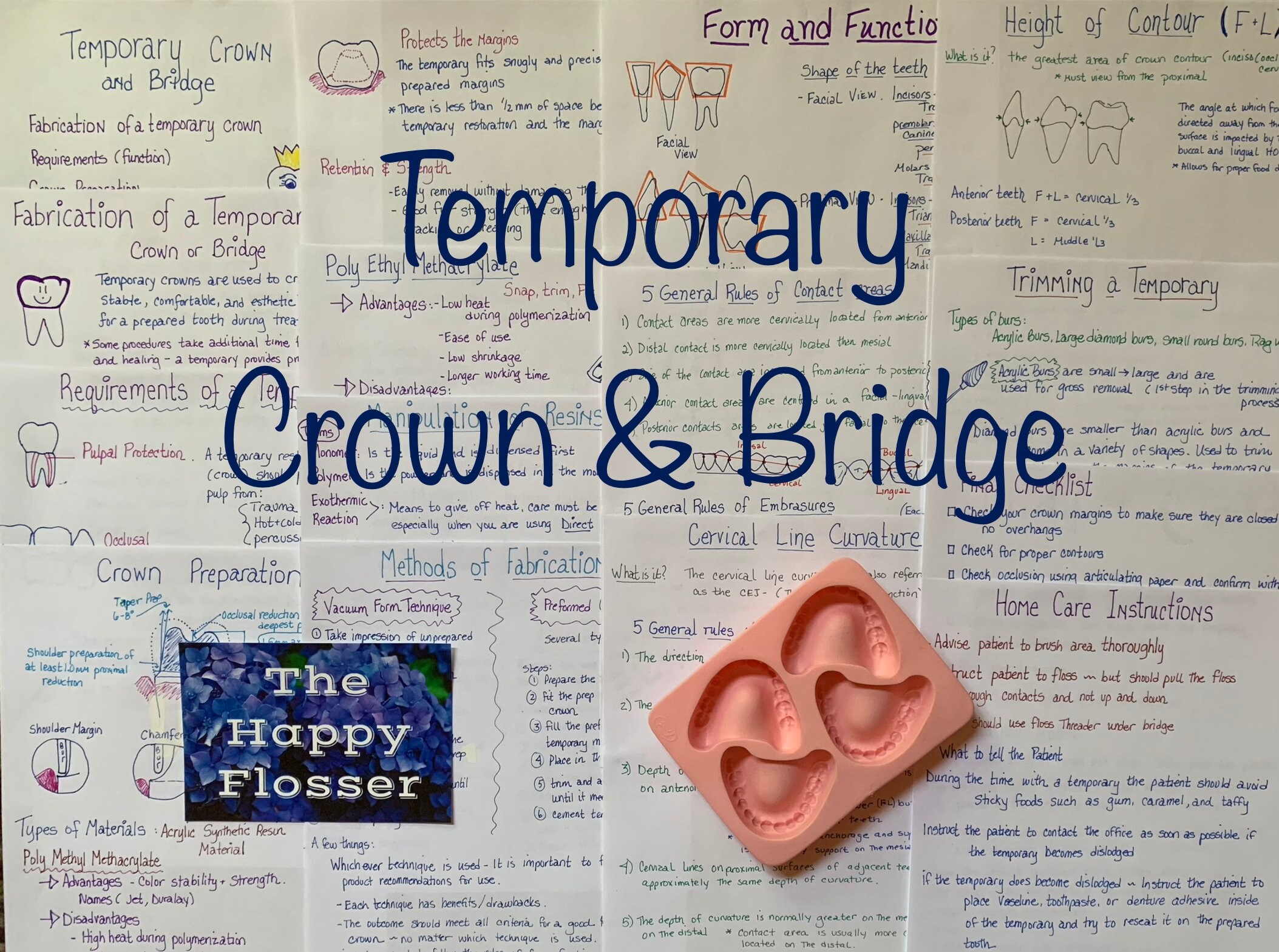 Temporary Crown & Bridge Study Sheets for Dental Students - Etsy