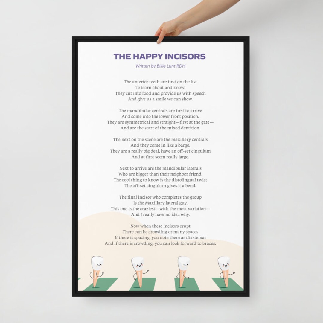 The Happy Incisors Dental Poem Framed Canvas - Etsy