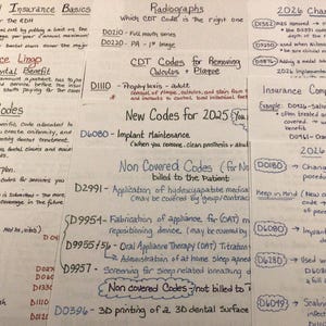 Dental Insurance CDT Codes Study Sheets (PDF Download)! - Etsy