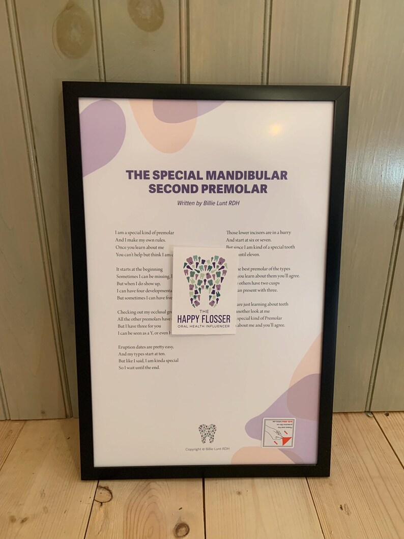 Dental Poem Art Print: "the Special Mandibular Second Premolar" Framed ...