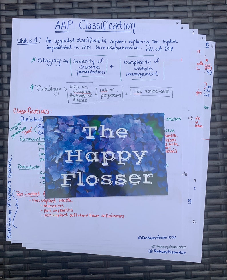 Periodontal Disease AAP Classification Study Sheets for Dental Hygiene ...